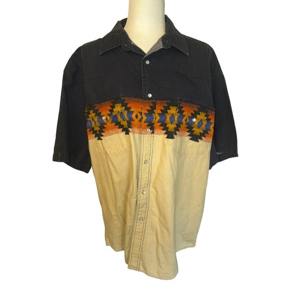 Rustler | Shirts | Vintage 8s90s Geometric Rustler By Wrangler Pearl ...